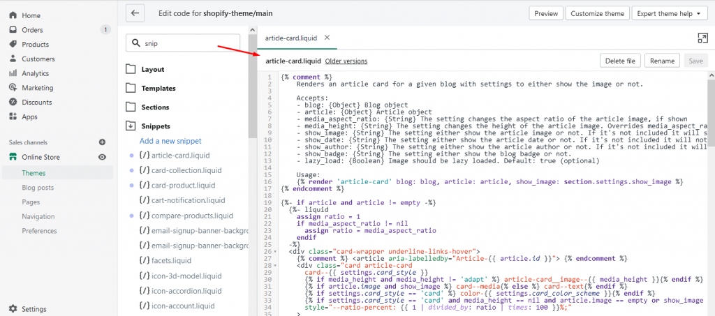 How to add snippet in Shopify? - PRP Webs